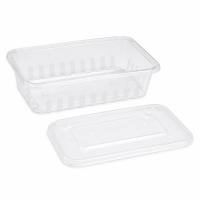 China Rectangular Roast Meat PP Takeaway Food Box with Lid Transparent 1200ml for sale