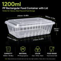 China Rectangular Roast Meat PP Takeaway Food Box with Lid Transparent 1200ml for sale