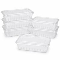 China Rectangular Roast Meat PP Takeaway Food Box with Lid Transparent 1200ml for sale