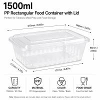 China 1500ml PP Food Containers Deep Rectangular Catering Box with Lid for sale
