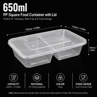 China 650ml PP Food Containers Two Compartment Balanced Meal Prep Box with Lid for sale