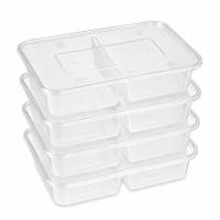 China 650ml PP Food Containers Two Compartment Balanced Meal Prep Box with Lid for sale