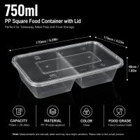 China Two Compartment PP Lunch Box Lidded 750ml for Combo Meals for sale