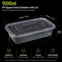 China Deep Long PP Rectangular Containers Lidded 1500ml for Family Takeaway Meals for sale