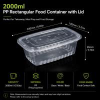 China 2000ml Lid PP Food Containers Extra Deep Rectangular for Bulk Catering Meals for sale