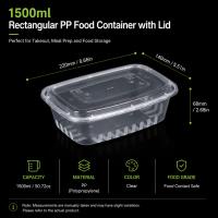 China 1500ml PP Square Food Trays Deep Rectangular Lidded for Catering for sale