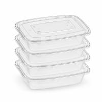 China 1000ml PP Square Food Trays Clear Meal Prep Tray Lidded for Takeaway for sale