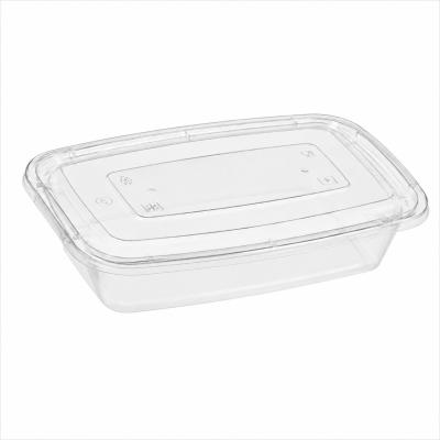 China 1000ml PP Square Food Trays Clear Meal Prep Tray Lidded for Takeaway for sale