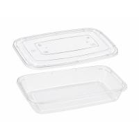 China 1000ml PP Square Food Trays Clear Meal Prep Tray Lidded for Takeaway for sale