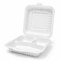 China LB-93 PP Clamshell Take Out Box Three Compartment White for Combo Meals for sale