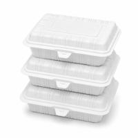 China White Clamshell PP Lunch Box One Piece Hinged for Daily Takeaway for sale
