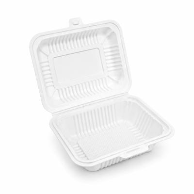 China White PP Clamshell Takeout Containers 600ml for Restaurant Meals / Food Delivery for sale