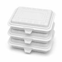 China White PP Clamshell Takeout Containers 600ml for Restaurant Meals / Food Delivery for sale