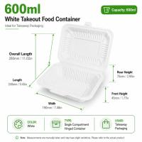 China White PP Clamshell Takeout Containers 600ml for Restaurant Meals / Food Delivery for sale