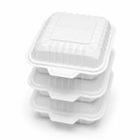 China LB-05 White Square Clamshell Takeout Containers for Snacks / Light Meals for sale