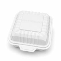 China LB-05 White Square Clamshell Takeout Containers for Snacks / Light Meals for sale