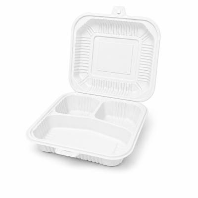 China LB-73 PP Clamshell Takeaway Boxes Three Compartment for Portion Controlled Meals for sale