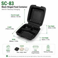 China SC-83 PP Takeout Black Clamshell Box Three Compartment for Combo Meals for sale