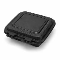 China SC-83 PP Takeout Black Clamshell Box Three Compartment for Combo Meals for sale