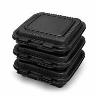 China SC-83 PP Takeout Black Clamshell Box Three Compartment for Combo Meals for sale
