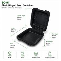 China SC-91 PP Clamshell Takeout Containers Extra Large Black Full Meal Packaging for sale