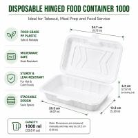 China 1000ml PP Clamshell Takeout Box Single Compartment for Full Size Meals for sale