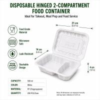 China 2 Compartment Takeout PP Plastic Clamshell Box 500ml for Main Dishes / Side Portions for sale