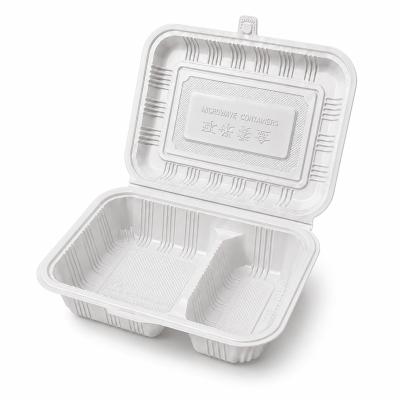 China 2 Compartment Takeout PP Plastic Clamshell Box 500ml for Main Dishes / Side Portions for sale