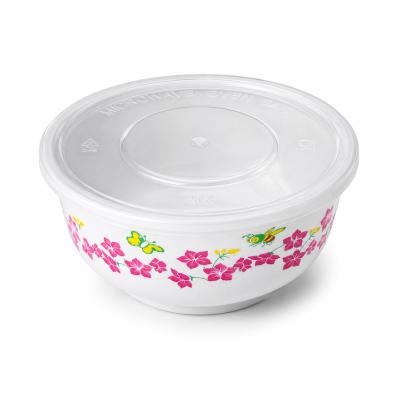 China Japanese Style 360ml White PP Bento Soup Container Floral Lid for Meal Prep for sale