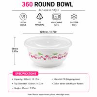 China Japanese Style 360ml White PP Bento Soup Container Floral Lid for Meal Prep for sale