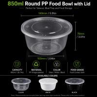 China 850ml Extra Deep Round PP Disposable Noodle Bowl With Lid Takeaway Container for sale