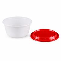 China 1200ml Wide White PP Disposable Soup Bowls Red Secure Lids for Meal Prep for sale