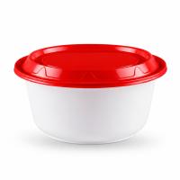 China 1200ml Wide White PP Disposable Soup Bowls Red Secure Lids for Meal Prep for sale