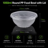 China 1050ml Wide Round PP Disposable Prepared Meals Salad Bowl To Go Container for sale