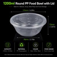 China Transparent Lids PP Disposable Soup Bowls Clear Round 1200ml for Food Display for sale
