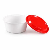 China Family Takeaway PP Disposable Soup Bowls White Round 1258ml with Red Lids for sale
