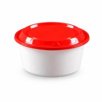 China Family Takeaway PP Disposable Soup Bowls White Round 1258ml with Red Lids for sale