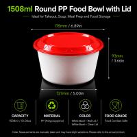China 1508ml Extra Deep White PP Disposable Catering Soup Bowl Red Lids for Large Portions for sale