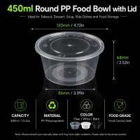 China PP Takeaway Disposable Soup Bowls 450ml Deep Round Lidded for Soup Desserts / Light Meals for sale