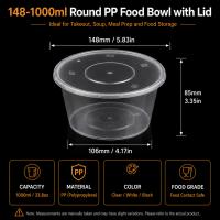 China Full Meals Wide Mouth Round PP Takeaway Soup Bowls Disposable 1000ml with Lids for sale