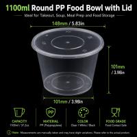 China Tall Round PP Disposable Soup Bowls 1100ml Lidded for Noodle Soup Stew Takeaway for sale