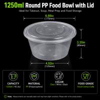 China Lids Wide Round PP Disposable Soup Containers 1250ml For Salads Pasta Large Takeaway Meals for sale