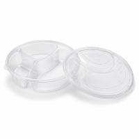 China Three Compartment PP Disposable Soup Bowls Round Lidded for Bento Takeaway for sale