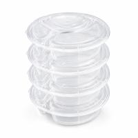 China Three Compartment PP Disposable Soup Bowls Round Lidded for Bento Takeaway for sale