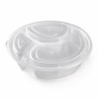 China Three Compartment PP Disposable Soup Bowls Round Lidded for Bento Takeaway for sale