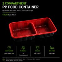 China Two Compartment Red Black PP Food Trays for Meal Preparation for sale