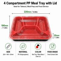 China Complete Takeaway Meals Multi Compartment Trays Four Compartment with Clear Lid for sale
