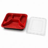 China Complete Takeaway Meals Multi Compartment Trays Four Compartment with Clear Lid for sale