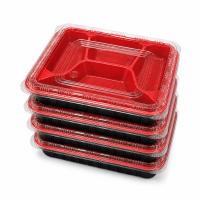 China Complete Takeaway Meals Multi Compartment Trays Four Compartment with Clear Lid for sale