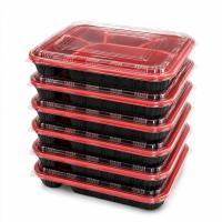 China Clear Lid Five Compartment Trays  PP Bento Tray for Balanced Meals Catering for sale